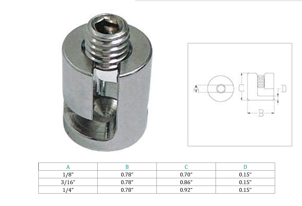 Stainless Steel T316 Adjustable Cross Cable Clip Clamp For Wire Cable