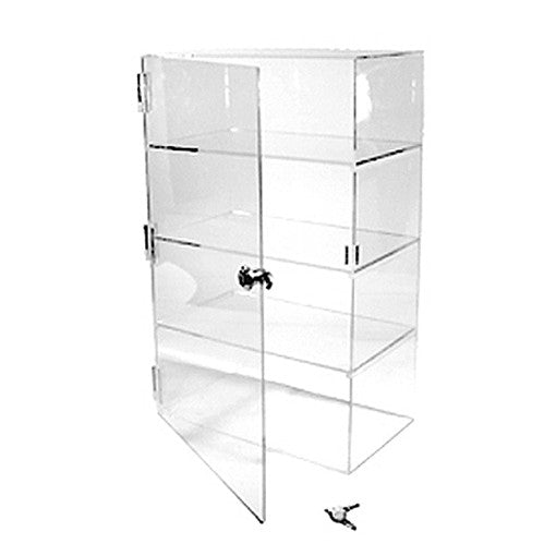 Vertical Clear Acrylic Counter Display Deep Locking Case Cabinet Fixed