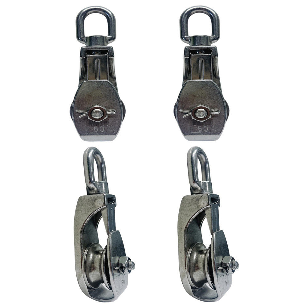4 Pcs Marine Stainless Steel T304 2" Sheave Snatch Block 3/8" Rope 1,2