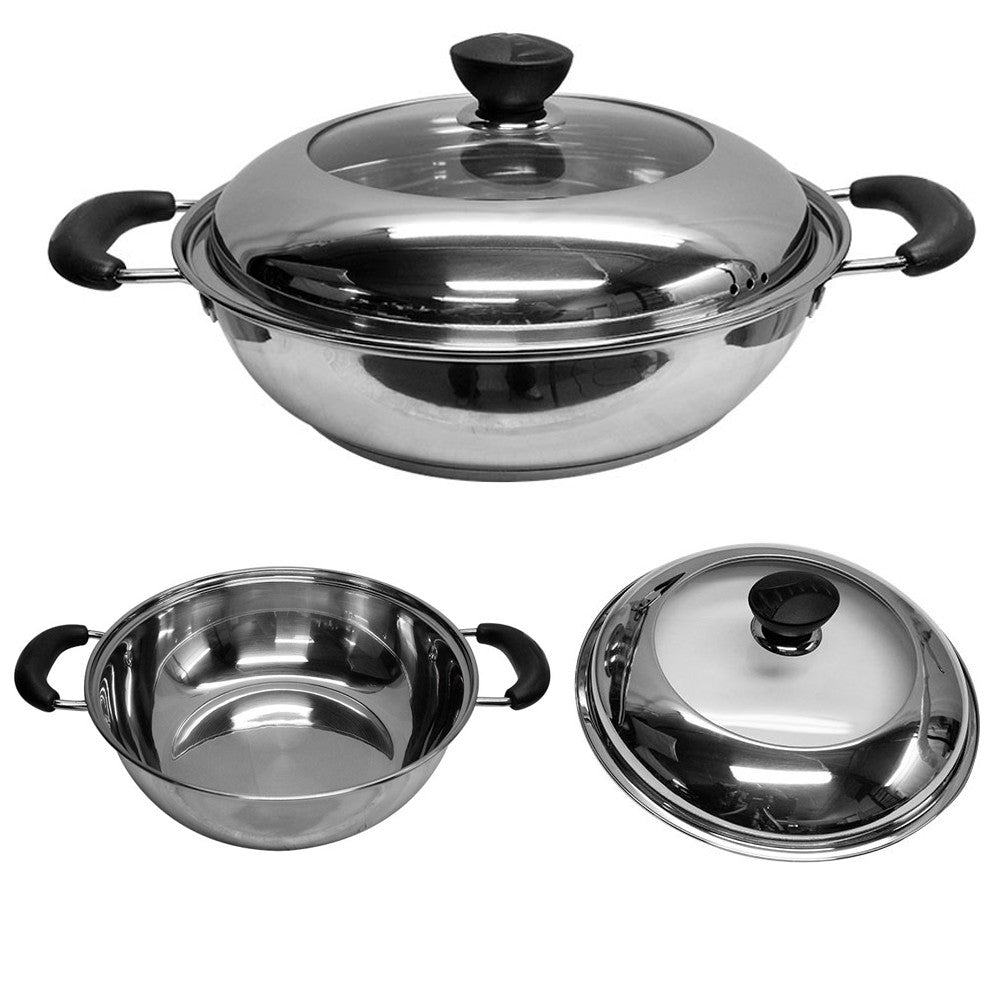 HOT POT Chafing Dish Pot Cookware Mirror Finish See Through Lid Pots a