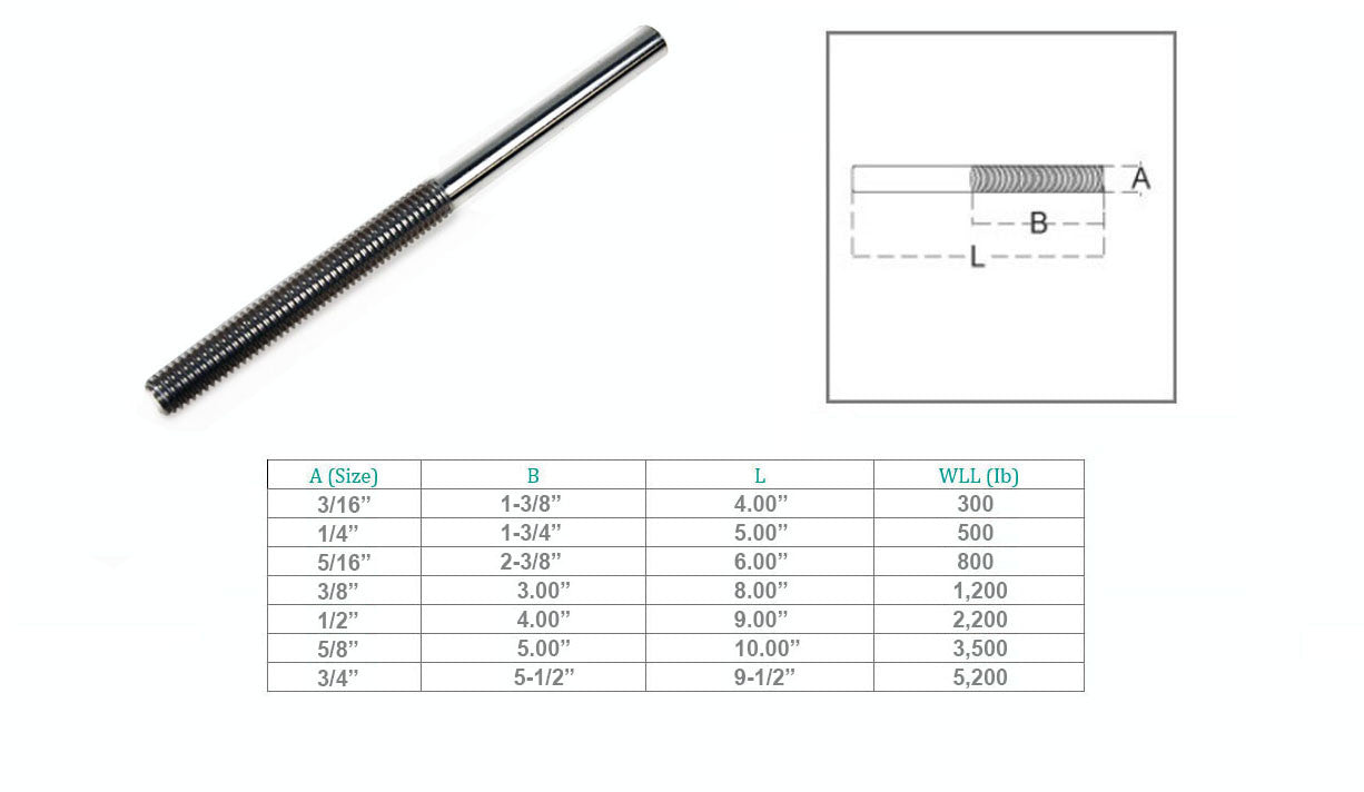Marine T316 Forged Stainless Steel T316 Stub End RH Thread Turnbuckle