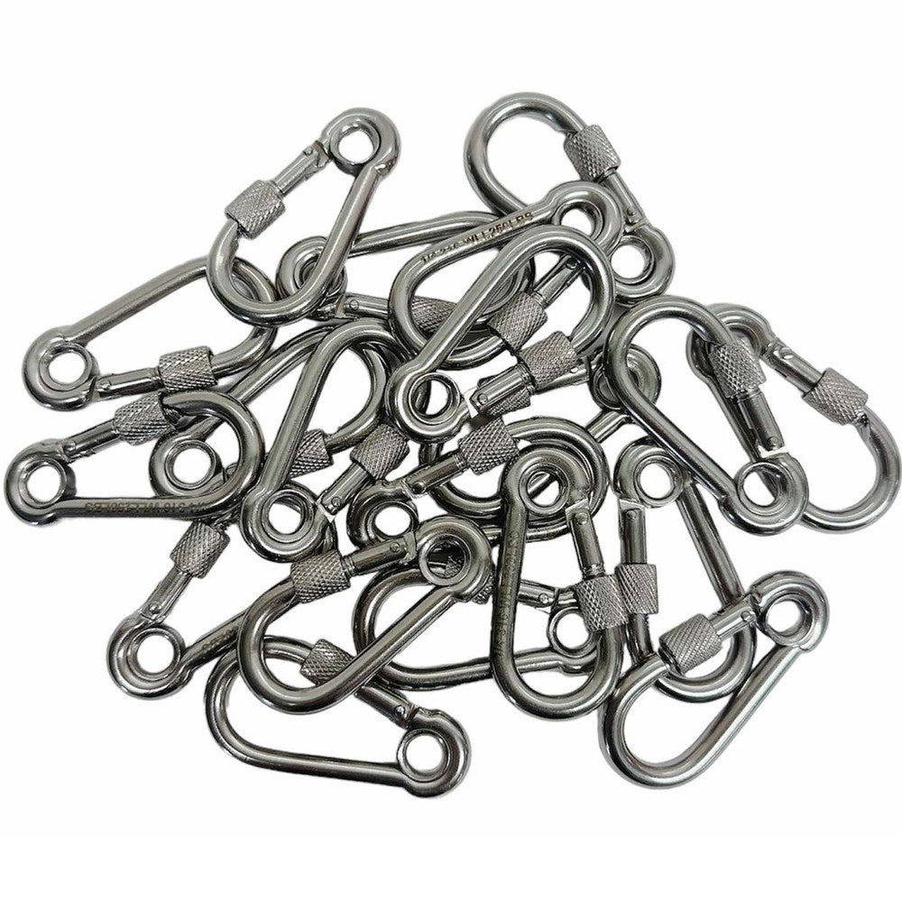 20 Pc Marine Stainless Steel 1/4" Spring Snap Hook W/ Eyelet & Screw 2