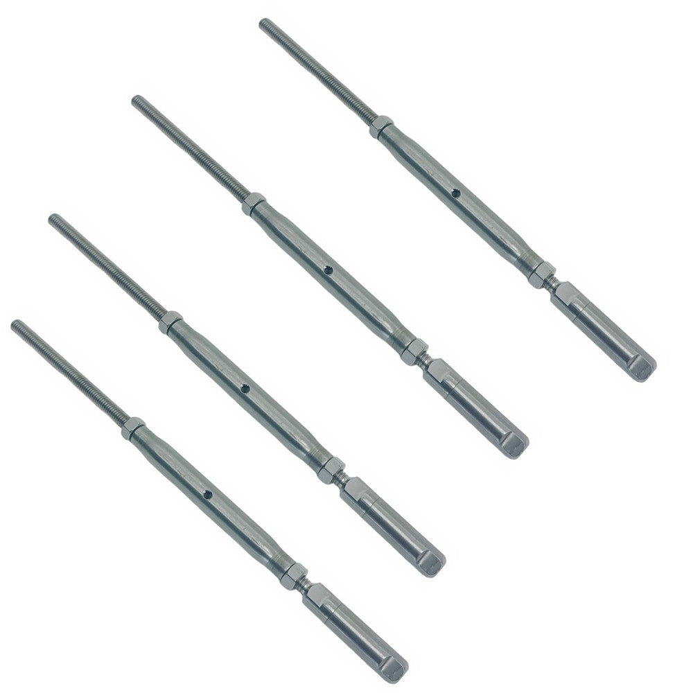 4 Pcs T316 Stainless Steel 1/8" Push And Go Threaded Turnbuckle 1/4"-2