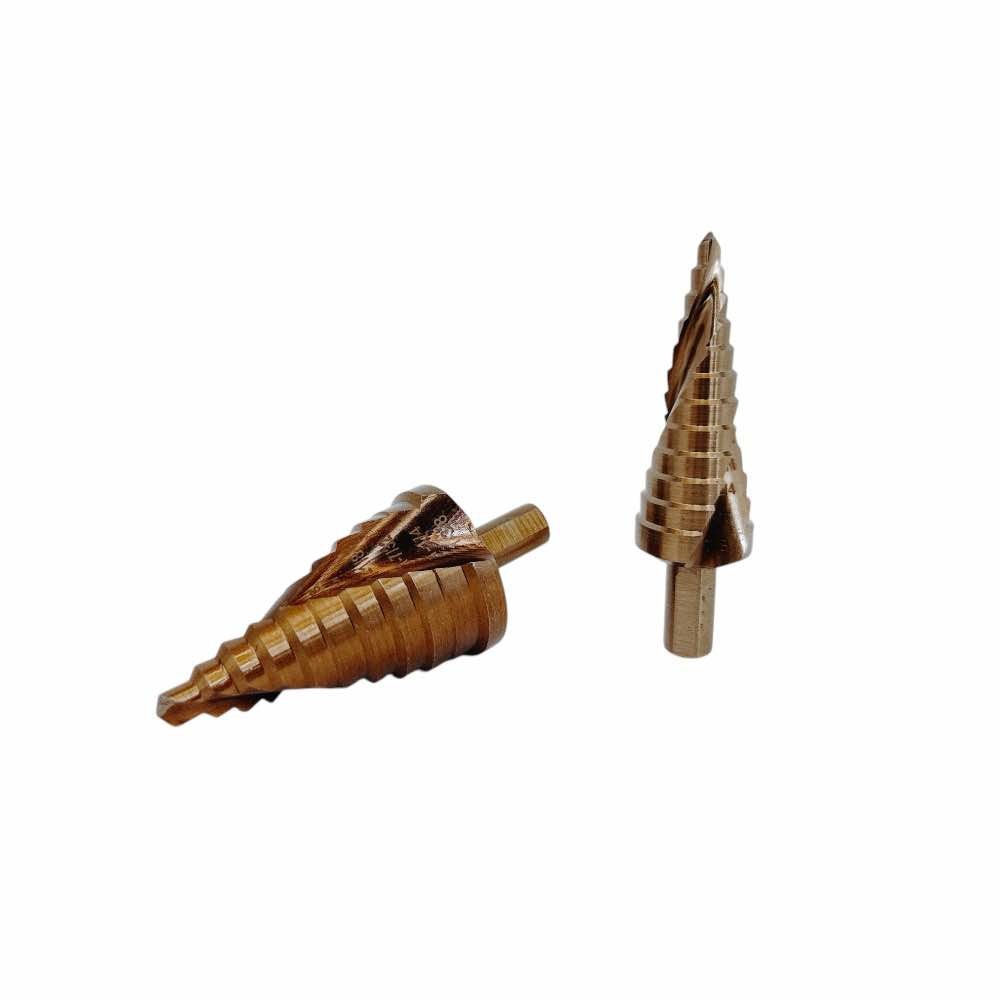 2 Pc Cobalt Step Drill Bit Set 3/8" Shaft 12-11 Hole Spiral Fulte Dril