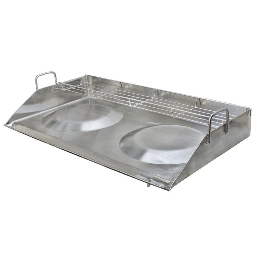 32" Double Stainless Steel Convex Comal Plancha Griddle Pan WITH RACK