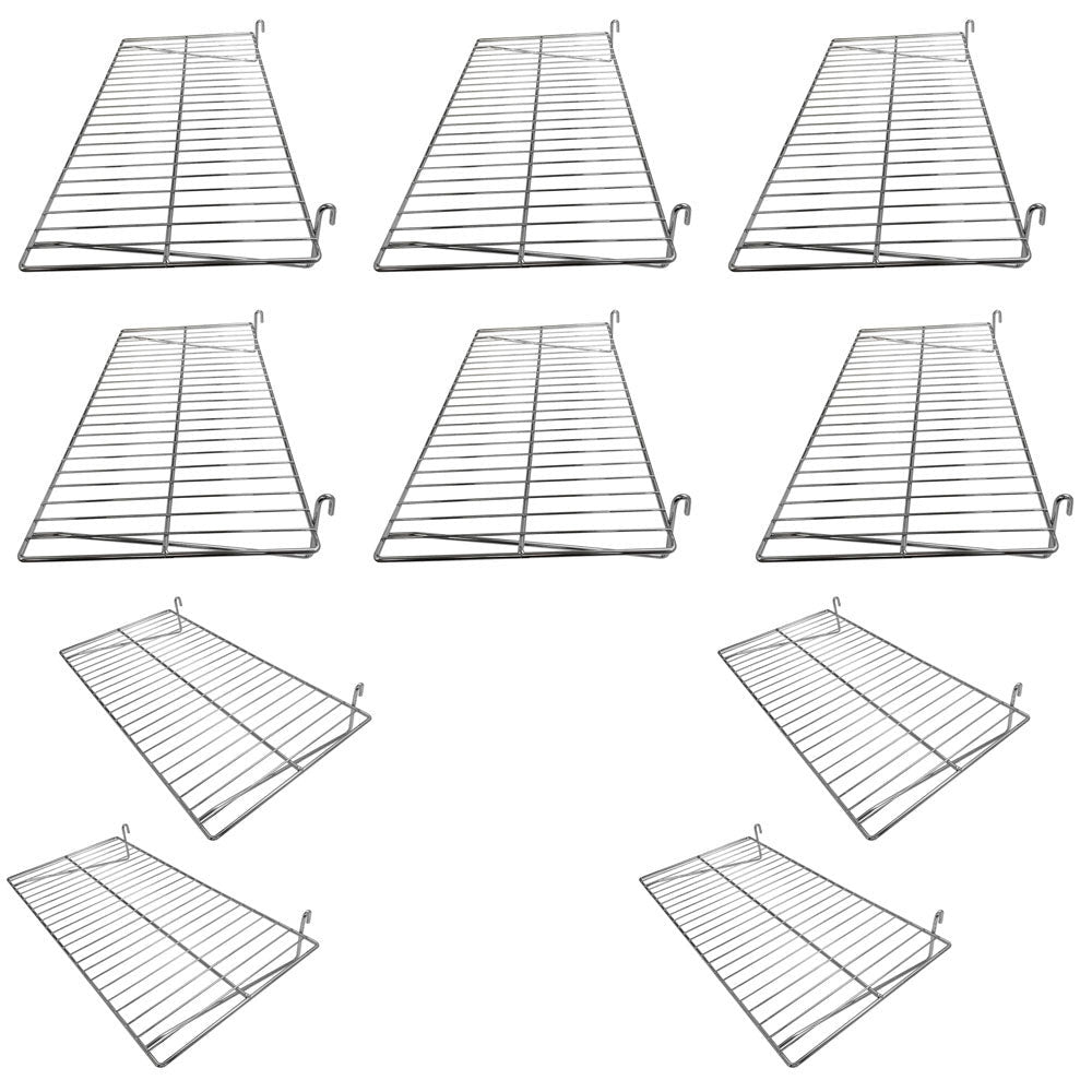 10 Pc Chrome 24'' x 12'' Wire Flat Grid Shelf Shelves Gridwall Display