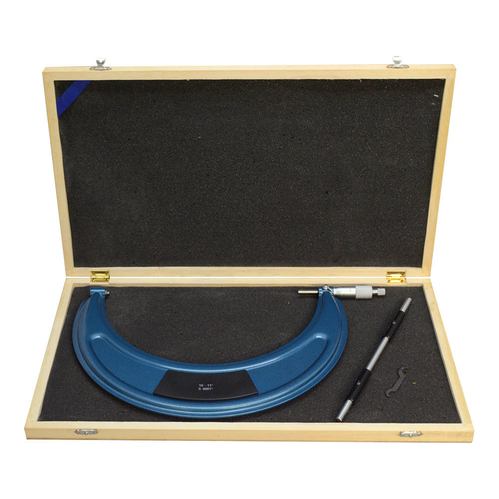 10-11'' Outside Micrometer Solid Metal Frame 0.0001'' Graduation Woode