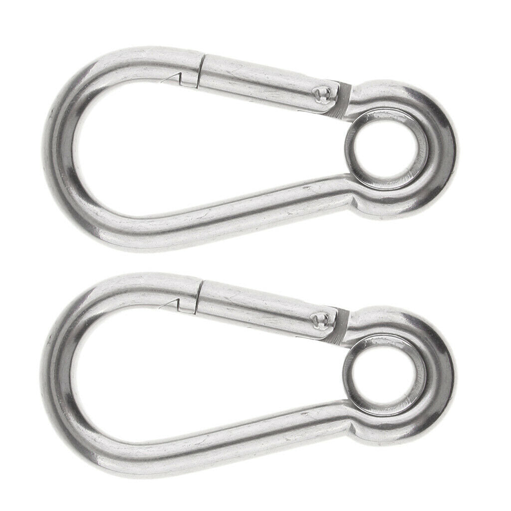 2 Pc 3/8" Boat Marine Stainless Steel Spring Snap Hook With Eyelet Car