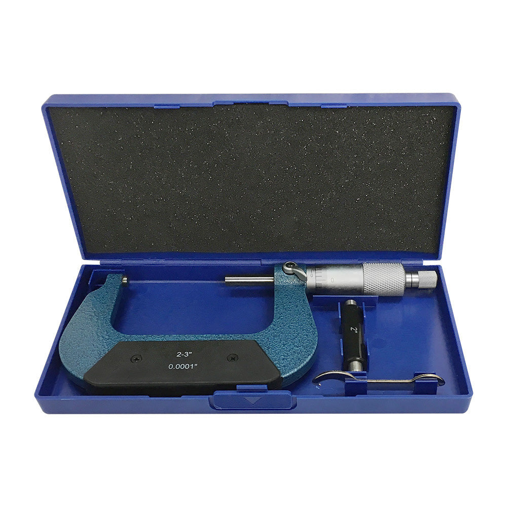 2-3'' Outside Micrometer Solid Metal Frame 0.0001'' Graduation W Case