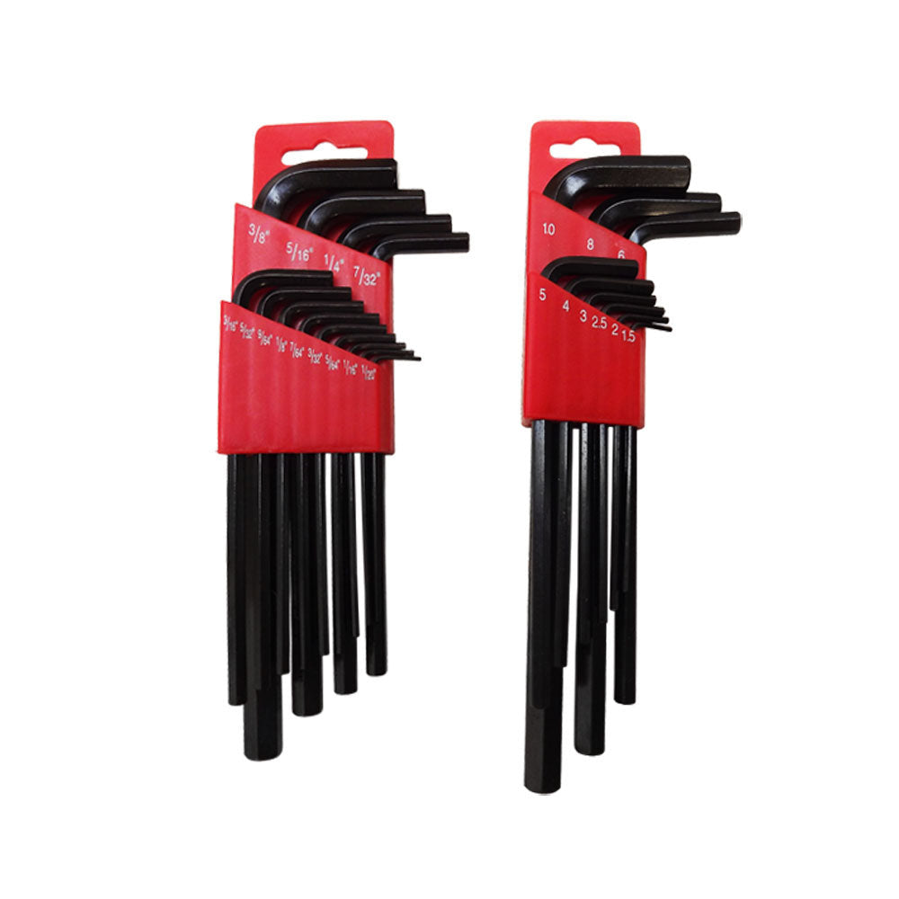 22 Pc Hex Key Wrench Hex SAE Metric Sizes Long Arm Hex Wrenches Hand T