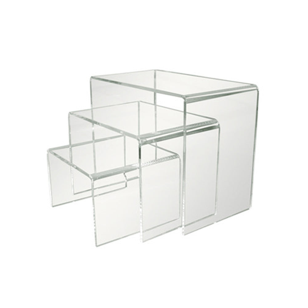 3 Pc 6" 8" 10"H Lucite Clear Acrylic U Cubes Riser Nester Retail Store