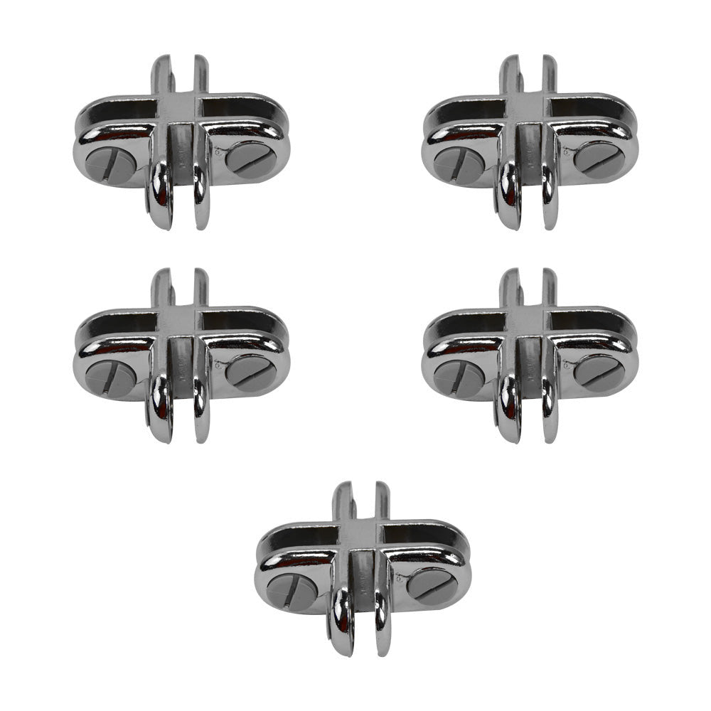 5 PCS CHROME 4 Way Glass Cube Connector Clip 3/16" Tempered Glass Shel