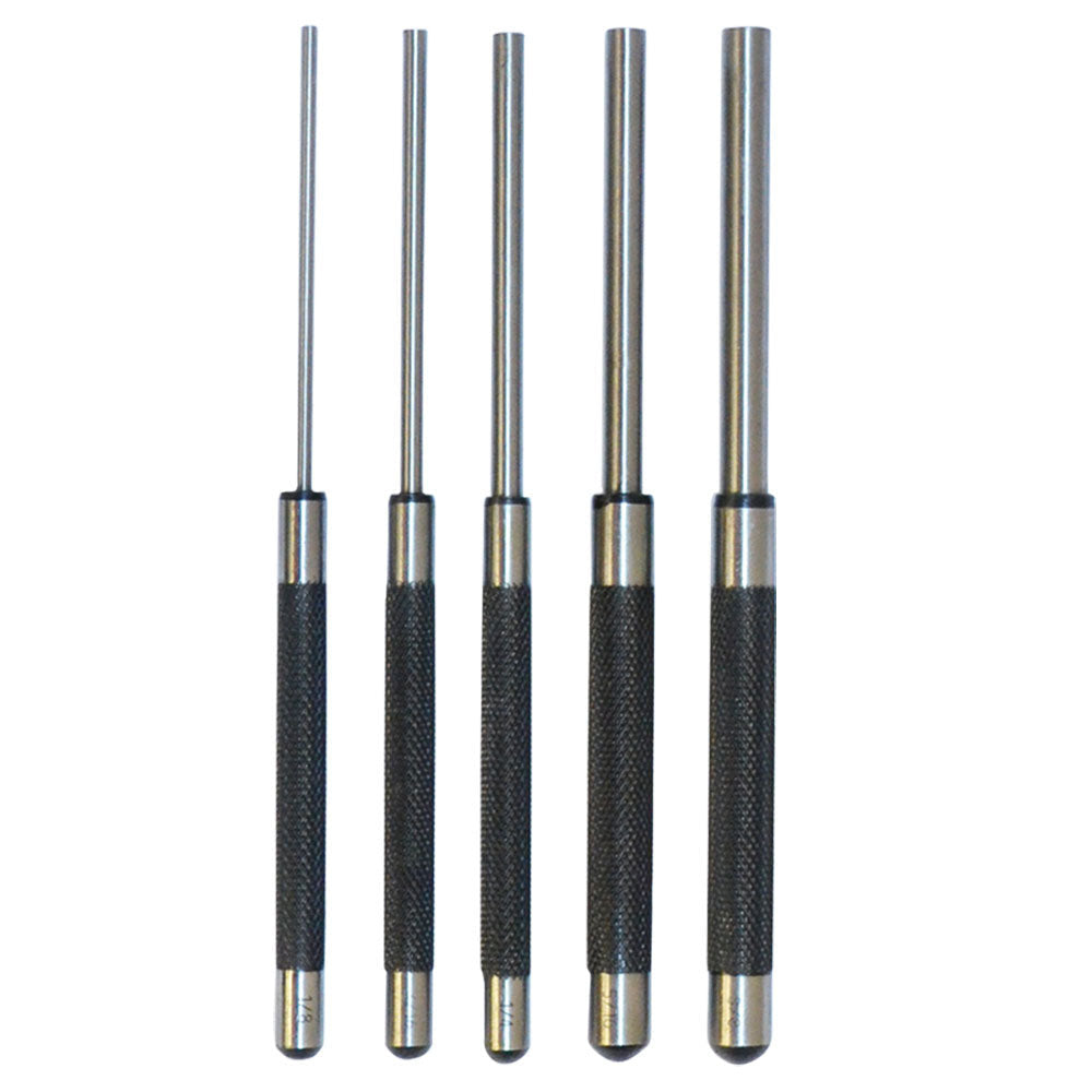 5 Pcs Steel 8'' long Drive Pin Punch Set Knurled body Punches Tool Set