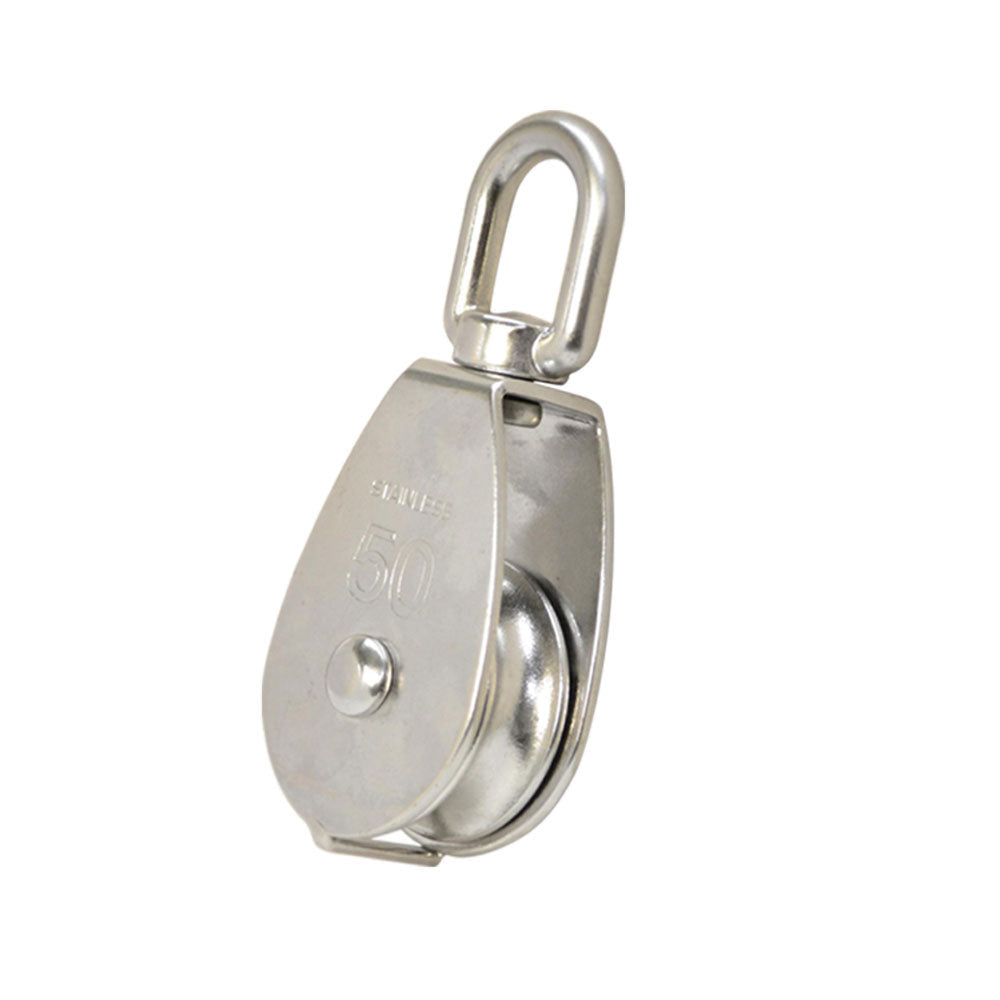 50mm Marine Boat Stainless Steel SINGLE Pulley w- Swivel Eye Hoist Lif