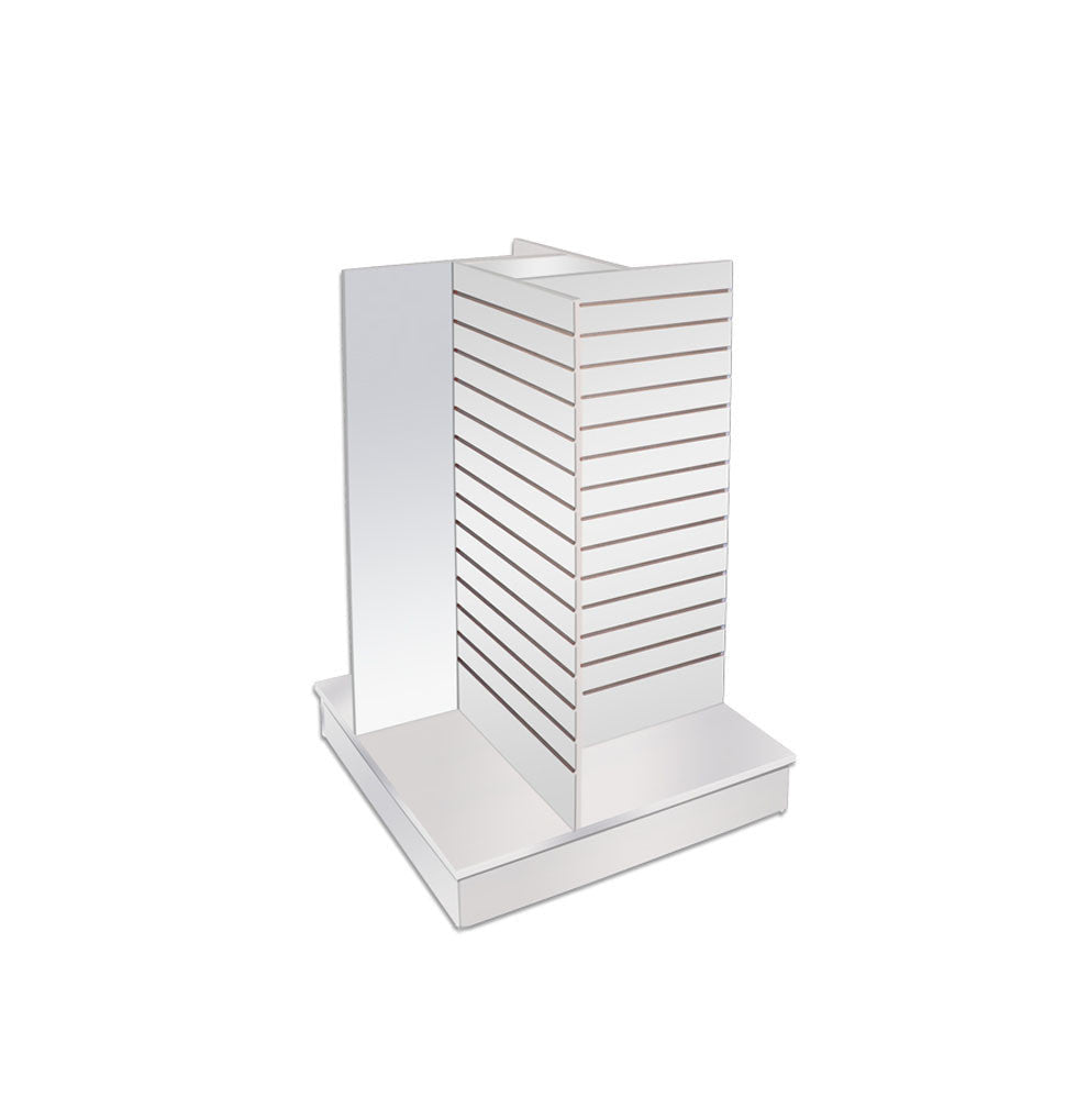 54''H White 4-Way Sided Slatwall Merchandiser Pinwheel Floor Stand Fix
