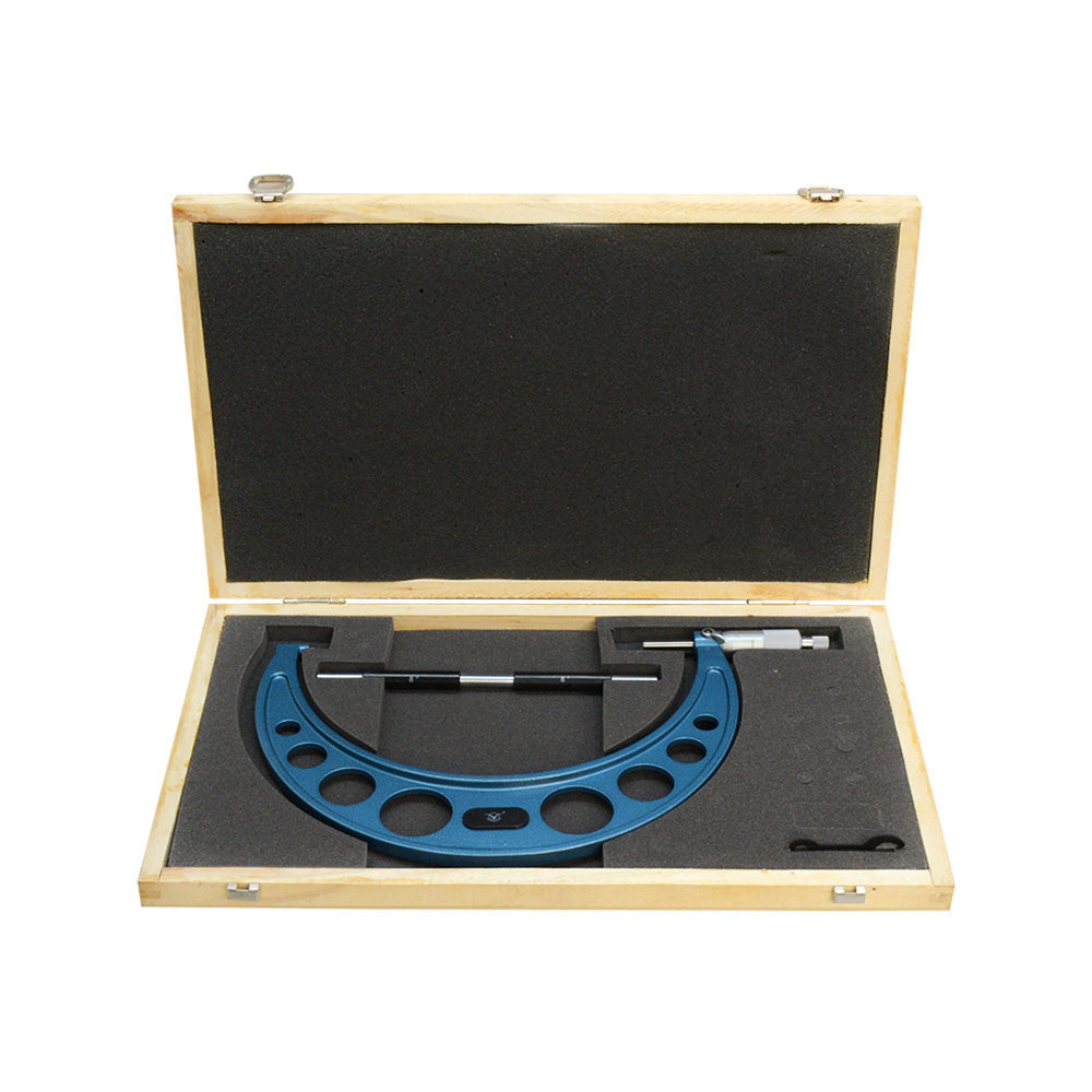 8-9'' Outside Micrometer Solid Metal Frame 0.0001'' Graduation Wooden