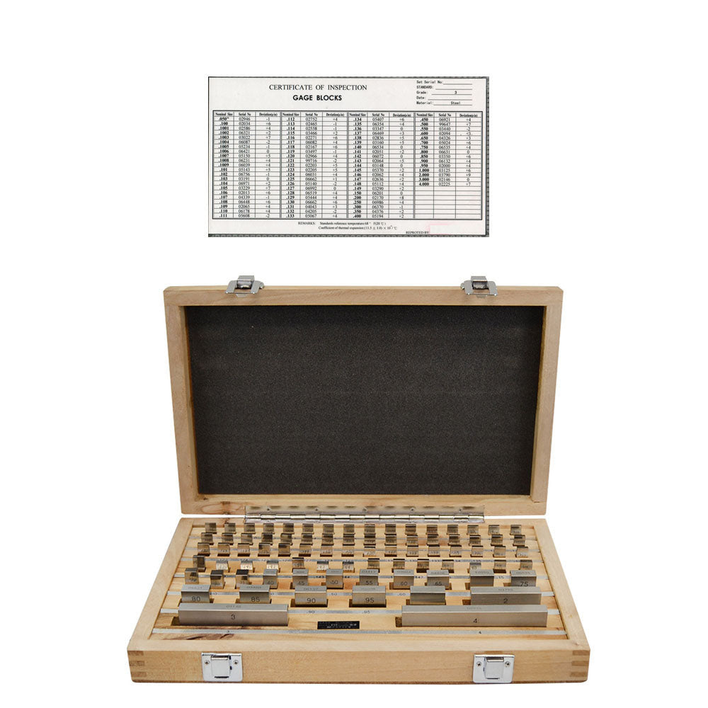 81 Pc Grade 3 Rectangular Gage Block Set W- Certificate Of Inspection