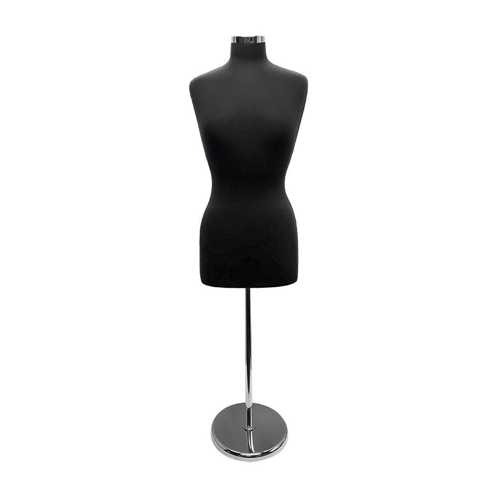 Black 22''-43''H Adjustable Female Mannequin Dress Form Neck Block Wit