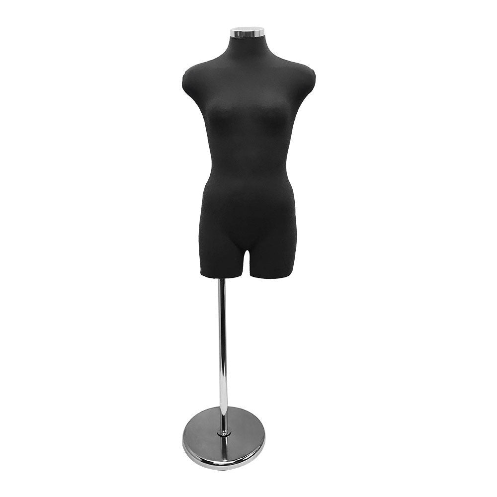 Black 22''-43''H Adjustable Female Mannequin Torso Form Neck Block Wit