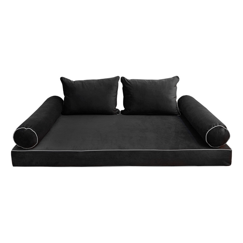 Style V4 Twin Contrast Pipe Velvet Indoor Daybed Mattress Pillow Compl