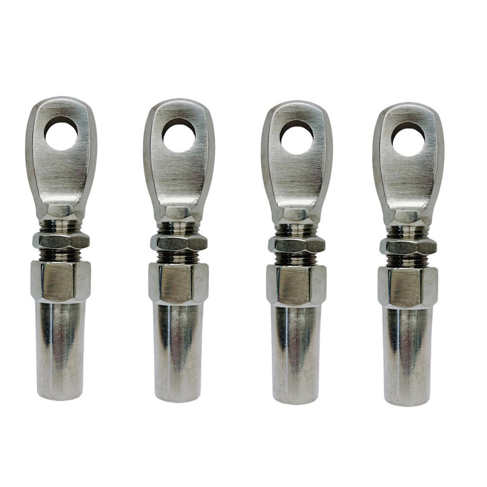 4 Pc Marine Boat Stainless Steel 3/8" Swageless Eye Terminal Cable Rai