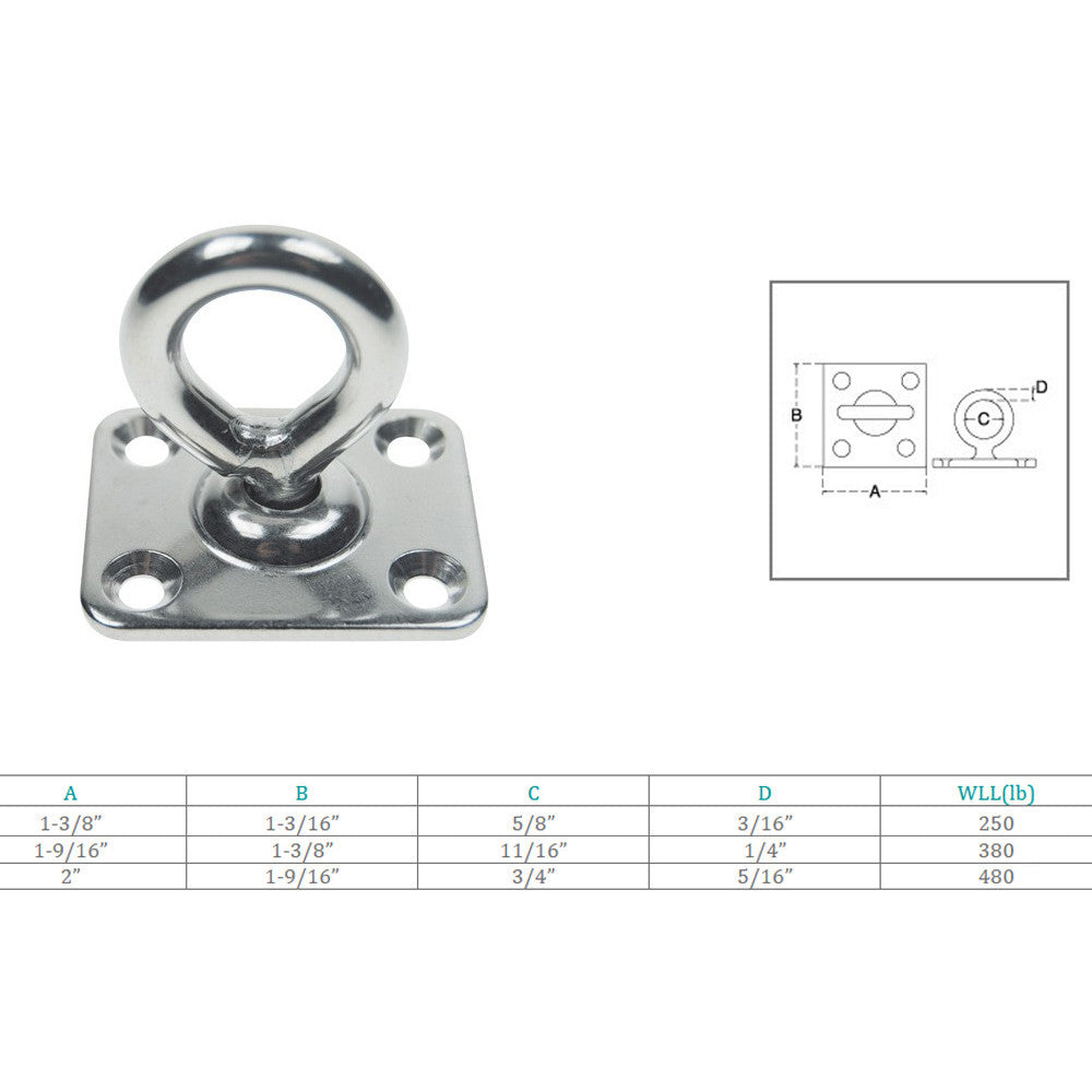 Marine Boat Stainless Steel T316 Square Swivel Pad Eye Rigging Lift Ro
