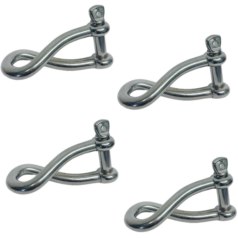 4Pc Marine Boat Stainless Steel T316 3/8" Twisted Shackle Screw Pin 12