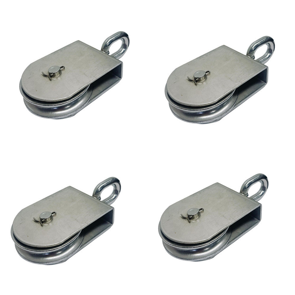 4 Pc Marine Stainless Steel 4" Sheave Square Block 5/8" Wire Pulley 20