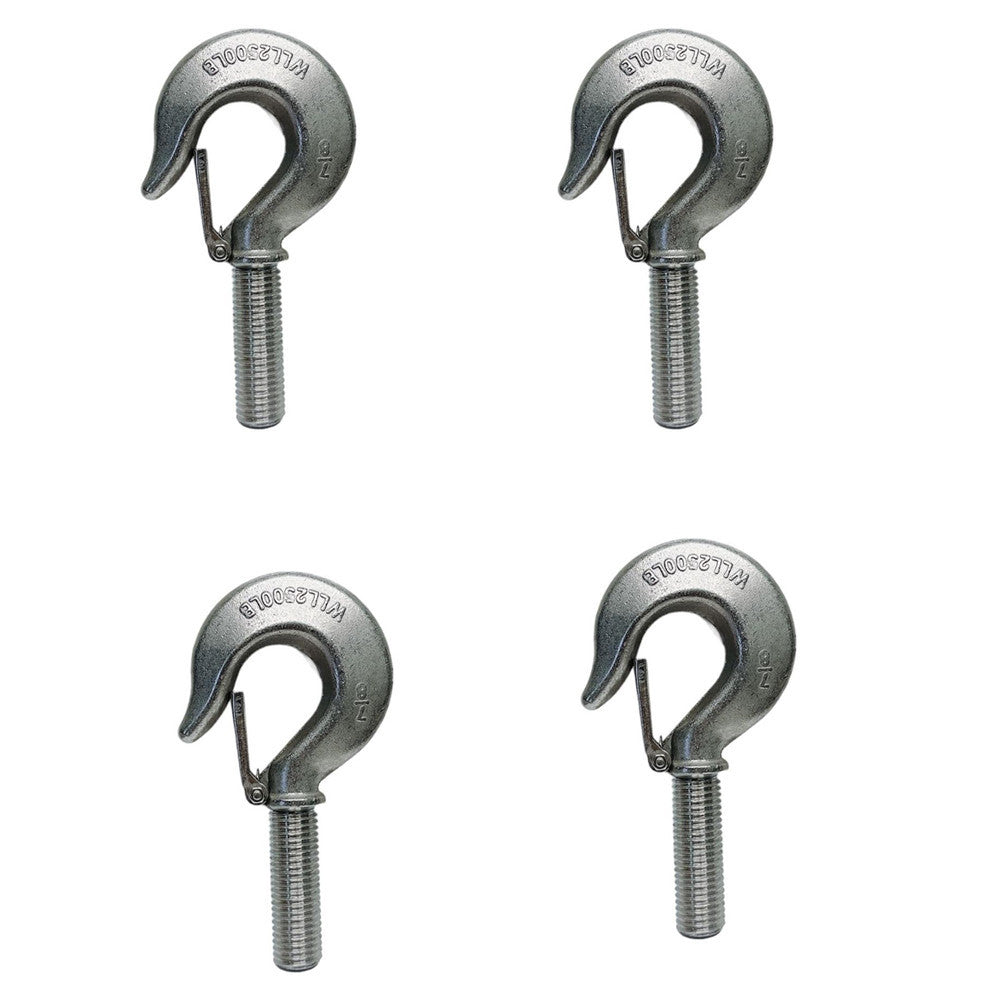 4 Pc Marine Stainless Steel 7/8" Threaded Shank Hook Drop Forged Hook