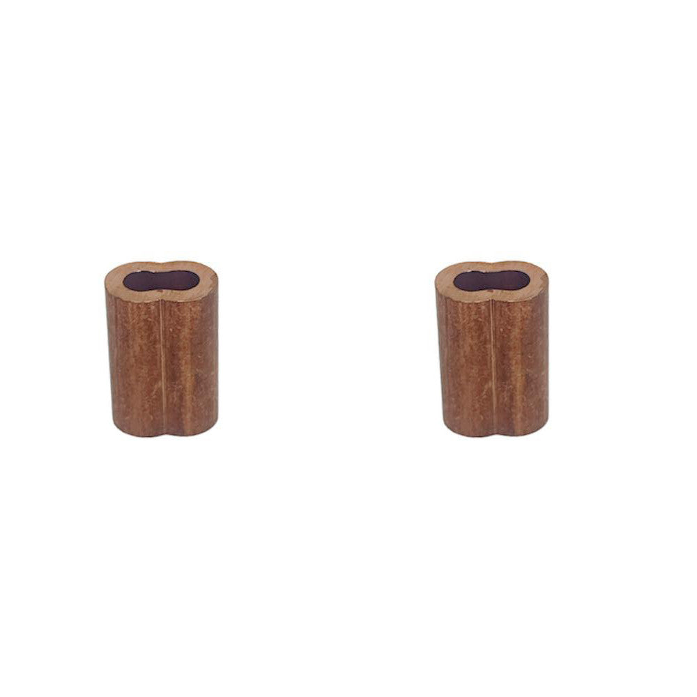 2 Pc 1/8" Copper Sleeve Wire Rope Swage Crimp Crimping Clip Duplex Ova