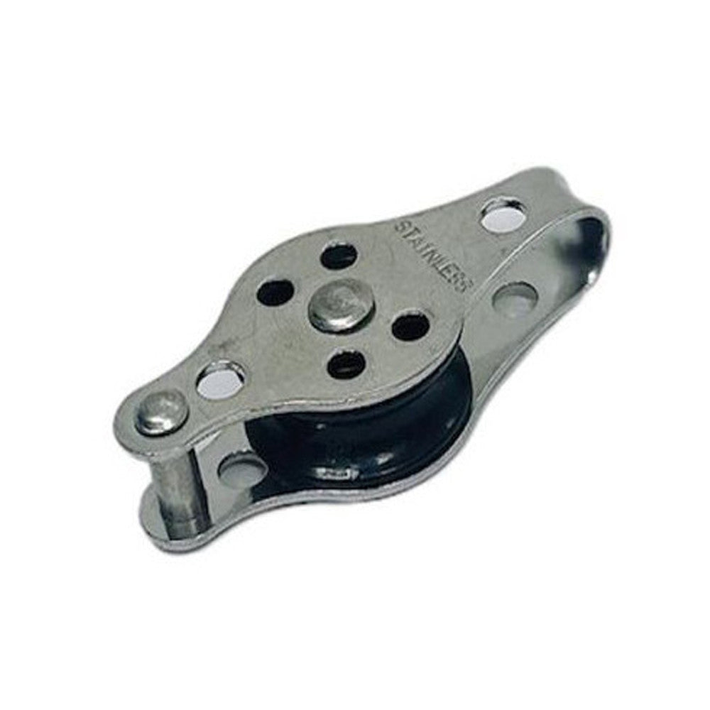 Marine Stainless Steel 1/4" Pulley Block Nylon Sheave Wire Rope Pulley