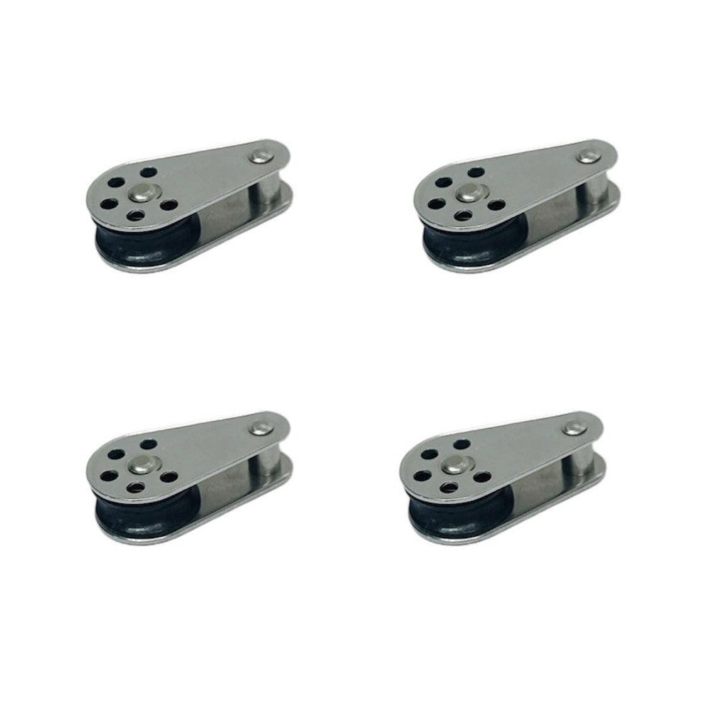 4 Pc Marine Stainless Steel 1/4" fix Pin Pulley Block Nylon Sheave Wir