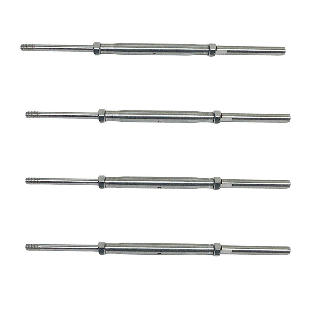 4 Pc Stainless Steel 1/4" Threaded Rod & Swage Stud Turnbuckle 3/16" C