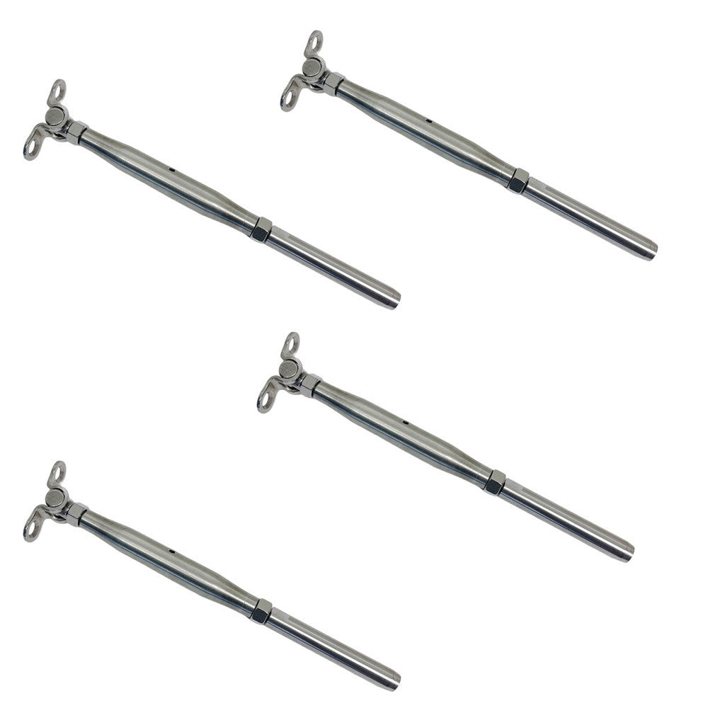 4 Pc Marine Stainless Steel 1/4" Deck Toggle & Swage Stud Turnbuckle 1