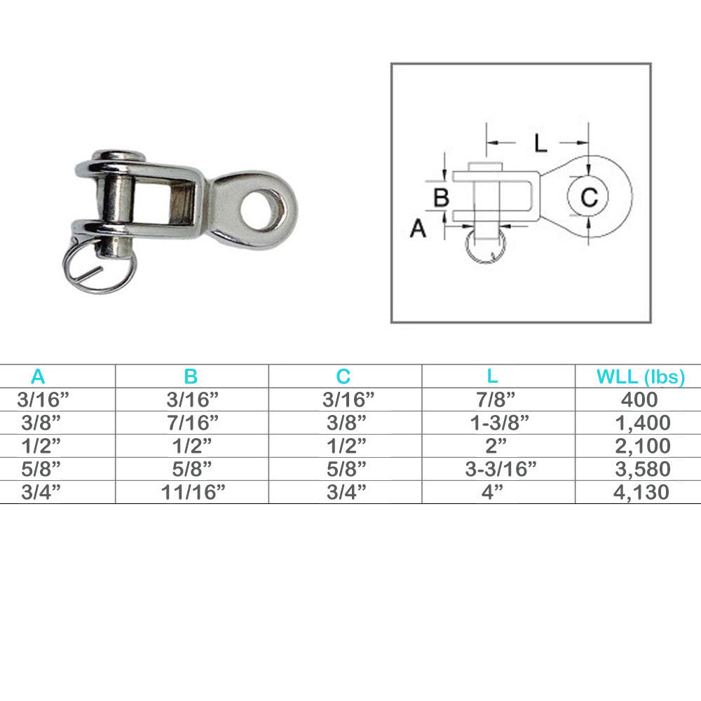 Marine Boat Stainless Steel T316 Rigging Toggle Lifting Rigging