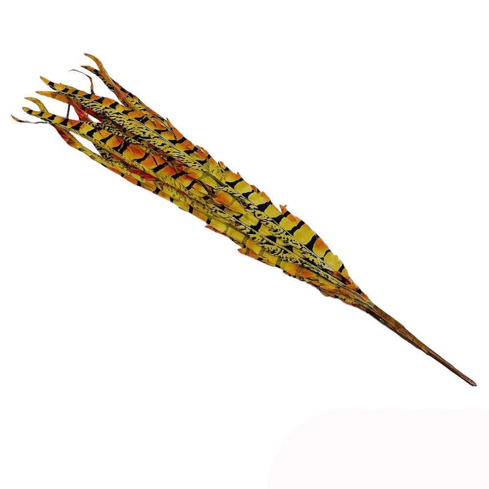 12 Pc 22" Yellow Ruby Faux Feather Spray Feather Bush Christmas Decor